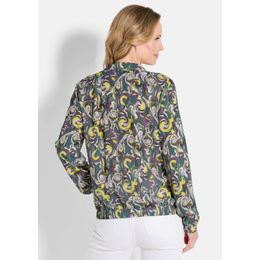 GOLDNER Damen Blouson "Sportliche Viskosejacke, Allover-Print", gr&uuml;n, Gr. 52, Obermaterial: 100% Viskose CV., Jacken, Eingriffstaschen an der Seite