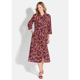GOLDNER Damen Sommerkleid "Kurzgr&ouml;&szlig;e Flie&szlig;endes Viskosekleid mit Knopfleiste", rot, Gr. 19, Obermaterial: 100% Viskose CV., Kleider, Manschetten&auml;rmel