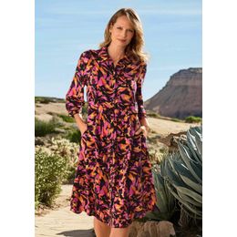 GOLDNER Damen Sommerkleid "Kurzgr&ouml;&szlig;e Flie&szlig;endes Viskosekleid mit Knopfleiste", rot, Gr. 19, Obermaterial: 100% Viskose CV., Kleider, Manschetten&auml;rmel