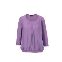 GOLDNER Damen Kurzarmbluse "Kurzgr&ouml;&szlig;e Chiffon-Shirt mit 3/4-Arm, Rundhals", lila, Casual, Gr. 26, Obermaterial: 95% Viskose CV. 5% Elasthan EL.,