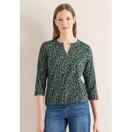 Cecil Damen 3/4-Arm-Shirtkhaki, Gr. XL, gemustert, Web, 100% Baumwolle, Shirts, aus reiner Baumwolle
