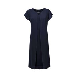 GOLDNER Damen Abendkleid "Kurzgr&ouml;&szlig;e Etuikleid mit Chiffon&uuml;berwurf", blau, festlich, Gr. 22, Obermaterial: 96% Polyester PES. 4% Elasthan EL.,