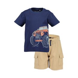 Blue Seven Set Jungen Gr&ouml;&szlig;e 104 beige / rauchblau / dunkelblau / koralle