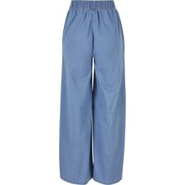 Urban Classics Damen Stoffhose "Urban Classics Damen Ladies Light Denim Wide Leg Pants", blau, Gr. L, unifarben, 100% Baumwolle, Hosen