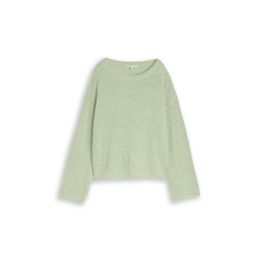 Tom Tailor Denim Damen Relaxed Fit Strickpullover mit U-Boot-Ausschnitt, gr&uuml;n, Uni, Gr. M