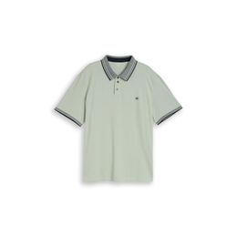 Tom Tailor Herren Plus Size - Piqu&eacute; Poloshirt mit Logo-Print, gr&uuml;n, Uni, Gr. 2XL