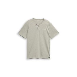 Tom Tailor Herren Henley T-Shirt mit feinem Streifenmuster, gr&uuml;n, Gestreift, Gr. XXL