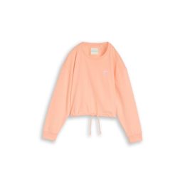 Tom Tailor M&auml;dchen Cropped Sweatshirt mit Bindeschleife, orange, Uni, Gr. 140
