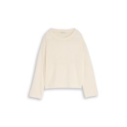 Tom Tailor Denim Damen Relaxed Fit Strickpullover mit U-Boot-Ausschnitt, braun, Uni, Gr. XXL