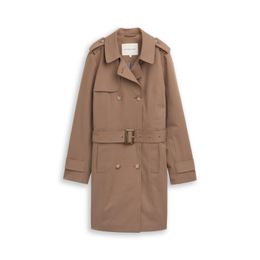 Tom Tailor Damen Trenchcoat aus wasserabweisendem Material, braun, Uni, Gr. M