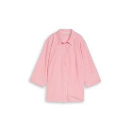 Tom Tailor Damen Plus Size - Hemdbluse mit Streifenmuster, rosa, Gestreift, Gr. 46