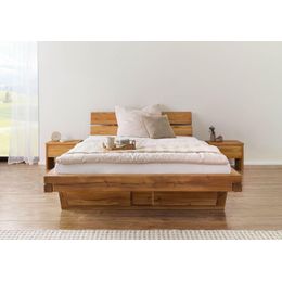 Bett mit Schubladen Eiche 200x200x87 natur ge&ouml;lt BREGENZ #112