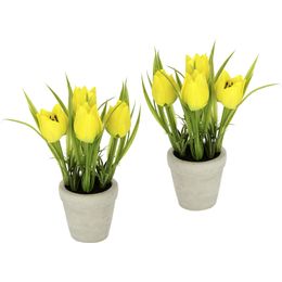Kunstblume I.GE.A. "Tulpe", gelb, B:10cm H:19cm L:10cm, Kunstpflanzen, Im Keramiktopf, 2er Set