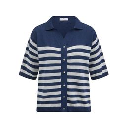 Peter Hahn - Polo-Strickjacke, blau, Gr. 46 / L - Baumwolle