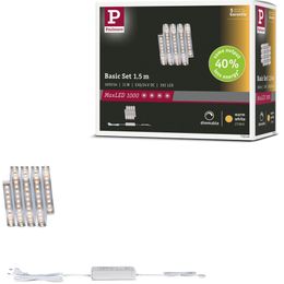 Paulmann LED-Streifen "MaxLED 1000 LED Strip Warmwei&szlig; Basisset", silber (silberfarben), Dioden 192 Stk., Gesamtl&auml;nge 1,5m, Lichterketten, LED-Streifen