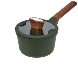 Kasserolle RESTO KITCHENWARE "Sadr, So&szlig;entopf 1,4 l, antihaftbeschichtet, im Geschenkkarton", gr&uuml;n (dunkelgr&uuml;n), H:9,2cm L:36cm &Oslash;:16cm, T&ouml;pfe, Kasserolle, inkl. Glasdeckel mit Silikonrand und integrierten Abgie&szlig;l&ouml;chern