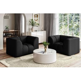 Sessel Home Affaire "TUURE Verl&auml;ssliche Qualit&auml;t, moderne Steppung, Breite 134cm", schwarz, B:134cm H:81cm T:94cm, 100% Polyester, Sessel, Sessel, Bubble Optik, hoher Sitzkomfort, Wellenunterfederung