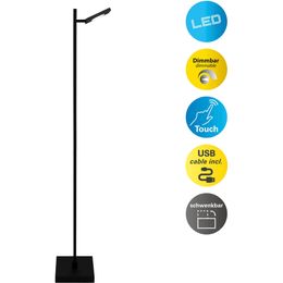 N&auml;ve N&Auml;VE LED Stehlampe "Lupa", schwarz, 1, H: 135cm, 1 Stk., Leuchten, Akkuleuchte, USB-C Kabel, schwarz, dimmbar(Touch), Schirm drehbar, LED Stehlampe