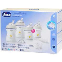 Babyflasche Chicco "Erster Starter-Set Naturalfeeling", Baby, wei&szlig; (wei&szlig;, blau), Kunststoff, Trinkflaschen Babyflasche