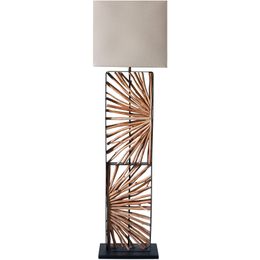 Salesfever Stehlampe "Treibholz", braun (natur, beige), 1, H: 165cm, 1 Stk., Leuchten, Schirm innen goldfarben, Stehlampe