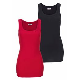 Tanktop Flashlights, Damen, Gr. 48/50 (XL), rot (rot, schwarz), Feinripp, Obermaterial: 100% Baumwolle, unifarben, Basic, sehr figurbetont h&uuml;ftbedeckend, Rundhals, Tops Tanktop, sehr figurbetonte Passform, aus Baumwolle, mit Rundhalsausschnitt, Topseller