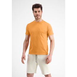 T-Shirt Lerros "T-Shirt, uni", Herren, Gr. S, orange (shell corral), 100% Baumwolle, Shirts T-Shirt