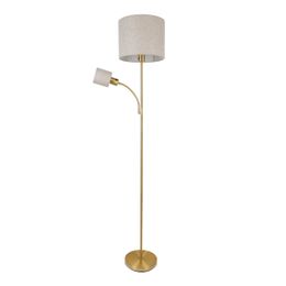 N&auml;ve N&Auml;VE Stehlampe "Filomena", goldfarben, 2, &Oslash; 30,1cm H: 165cm, 1 Stk., Leuchten, Schirm braun, inkl. Lesearm, inkl. Druckschalter, H: 165cm, Stehlampe