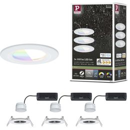 Paulmann LED Einbauleuchte "LED Einbauleuchte Nova Coin IP44 rund 78mm", wei&szlig;, 3, &Oslash; 7,8cm, 3 Stk., Leuchten, Memoryfunktion, Farbwechsler, Farbsteuerung, Dimmer, Smart Home, LED Einbauleuchte