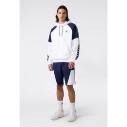 Kapuzensweatshirt Champion "Sports-inspired Interlock Hoodie with Tape detailing", Herren, Gr. S, wht, nava, Obermaterial: 82% Baumwolle, 18% Polyester, normal, Rundhals, Sweatshirts Kapuzensweatshirt, f&uuml;r sportliche Aktivit&auml;ten, mit Rundhalsausschnitt