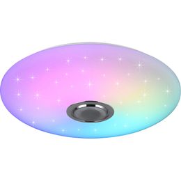 REALITY LEUCHTEN LED Deckenleuchte "MUSICA, LED Deckenlampe mit Bluetooth Lautsprecher, Fernbedienung inkl", wei&szlig;, 1, &Oslash; 58cm H: 8,5cm, 1 Stk., Leuchten, RGBW Farbwechsel mit Rainbow-Effekt, dimmbar, Timer, Starlight, Memory, LED Deckenleuchte