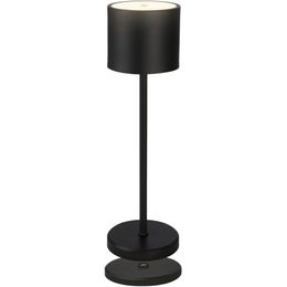 B.K.LICHT Au&szlig;en-Tischleuchte "BK_TL1608 Akku Tischlampe mit Ladestation, 3-Stufen Touchdimmer, IP44", schwarz, 1, &Oslash; 12,5cm H: 39,5cm, 1 Stk., Leuchten, 3.000 K, 230 Lm, 2,5W, Akku wechselbar, max. 12h Leuchtdauer, Wei&szlig;, Au&szlig;en-Tischleuchte