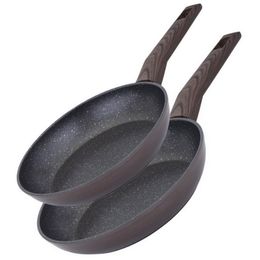 Pfannen-Set RESTO KITCHENWARE "Carina, antihaftbeschichtet und sp&uuml;lmaschinenfest", braun, Pfannen, Pfannen-Set, f&uuml;r alle Herdarten geeignet, auch Induktion