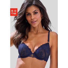 B&uuml;gel-BH Lascana, Damen, Gr. 85, Cup C, blau (navy), Spitze, Obermaterial: 85% Polyamid, 15% Elasthan, BHs B&uuml;gel-BH, aus Spitze mit dekorativem Ringdetail, sexy Dessous