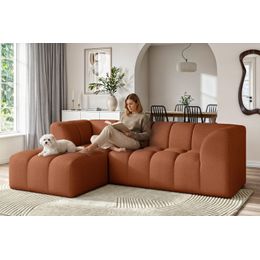 Ecksofa Home Affaire "TUURE L-Form, Verl&auml;ssliche Qualit&auml;t, moderne Steppung, Breite 255cm", rot (ziegelrot), B:255cm H:81cm T:177cm, 100% Polyester, Sofas, Ecksofa, Bubble Optik, moderne Steppung, hoher Sitzkomfort, Wellenunterfederung