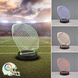 REALITY LEUCHTEN LED Tischleuchte "FOOTBALL, Tischlampe in Football Form mit 3D-Effekt, Acryl, H&ouml;he 22cm", schwarz matt, transparent, 1, H: 21,5cm, 1 Stk., Leuchten, 3,2W LED, RGB Farbwechsel Modus, 250 Lumen 3000K warmwei&szlig;, Base &Oslash; 12cm, LED Tischleuchte