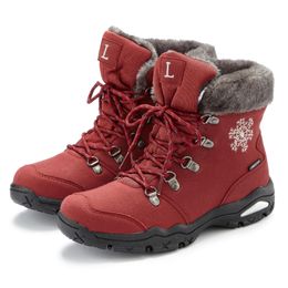 Winterstiefelette Lascana "Winterboots, Outdoorstiefelette, Stiefel, Stiefelette, Schneestiefel", Damen, Gr. 38, rot (dunkelrot), Obermaterial: 100% Synthetik. Decksohle: 100% Polyester. Futter: 100% Polyester. Laufsohle: 100% Synthetik, gemustert, Schuhe Winterstiefelette, mit wind-& wasserabweisender Tex-Membran