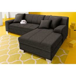 Ecksofa DOMO collection "Turah incl. Zierkissen, moderne Steppung, auch in Leder", grau (anthrazit), B:239cm H:75cm T:82cm, Sofas, Ecksofa, mit Bettfunktion, Schlafsofa, B/T: 239/152 cm, Unser Dauertiefpreis
