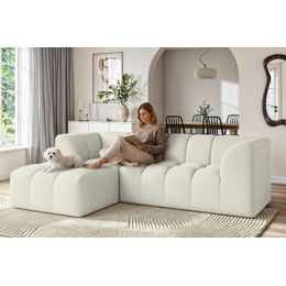 Ecksofa Home Affaire "TUURE L-Form, Verl&auml;ssliche Qualit&auml;t, moderne Steppung, Breite 255cm", beige (creme), B:255cm H:81cm T:177cm, 100% Polyester, Sofas, Ecksofa, Bubble Optik, moderne Steppung, hoher Sitzkomfort, Wellenunterfederung