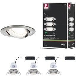 Paulmann LED Einbauleuchte "LED Einbauleuchte Nova Coin rund 84mm 50", silber (edelstahlfarben), 3, &Oslash; 8,4cm, 3 Stk., Leuchten, LED Einbauleuchte