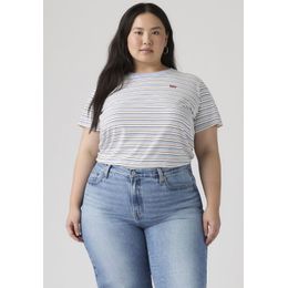 LEVI'S&reg; PLUS T-Shirt LEVI'S PLUS "PL THE PERFECT", Damen, Gr. XXL (50/52), light blau stripe chambra, Single Jersey, Obermaterial: 100% Baumwolle, gestreift, figurumspielend h&uuml;ftbedeckend, Rundhals, abgesteppt, Shirts T-Shirt, im Streifendesign