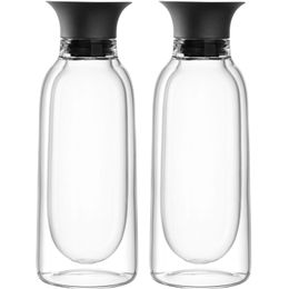 Menage-Set Leonardo "Essig- und &Ouml;lflasche DUO, 2er Set", schwarz (schwarz, transparent), B:6cm H:17cm &Oslash;:6cm, Menage-Sets, Menage-Set, aus doppelwandigem Glas mit Silikondeckel