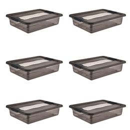 Aufbewahrungsbox keeeper "Cornelia, 6er Set, 7 L, 39,5 x 29,5 x 9,5 cm", crystal grau, B:39,5cm H:9,5cm T:29,5cm, Kunststoff, Aufbewahrungsboxen, Aufbewahrungsbox, durch Clips verschlie&szlig;bar, Griffe am Boden