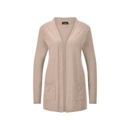 Strickjacke GOLDNER "Elegante Strickjacke mit Kaschmir", Damen, Gr. 44, beige, Obermaterial: 95% Baumwolle CO. 5% Kaschmir WS., gerade, Strickjacken Strickjacke, mit Kaschmieranteil