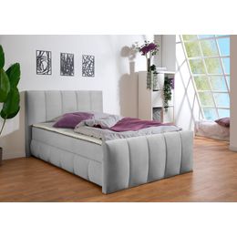 Boxbett Home Affaire "Hanelore inkl. Bettkasten und Topper", grau, B:152cm L:220cm, Komplettbetten, Boxbett, Boxbett mit Bettkasten und Fu&szlig;teil, inkl. Topper