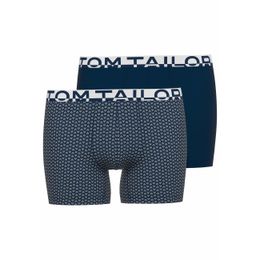 Boxershorts Tom Tailor "Kentucky", Herren, Gr. 8 (XXL), blau (blau, dunkel, allover), Obermaterial: 95% Baumwolle, 5% Elasthan, gemustert, unifarben, k&ouml;rpernah, Unterhosen Boxershorts, weich, bequem, eng, elastisch, Logobund, Baumwollmix