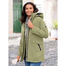 Langjacke Casual Looks, Damen, Gr. 42, gr&uuml;n (schilf), 100% Polyester, unifarben, Jacken Langjacke
