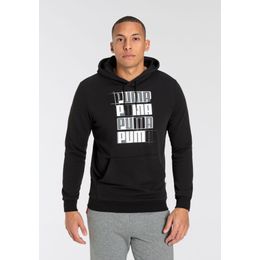 Kapuzensweatshirt Puma "ESS+ LOGO LAB HOODIE TR", Herren, Gr. M, schwarz (Puma schwarz), Sweatware, Obermaterial: 68% Baumwolle, 32% Polyester, bedruckt, regular fit normal, angesetztes B&uuml;ndchen, Sweatshirts Kapuzensweatshirt, mit K&auml;ngurutasche, mit Print-Applikation, Regular Fit, mit Kapuze