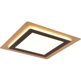Trio LEUCHTEN LED Deckenleuchte "MORGAN, quadratische Deckenlampe 45x45cm, dimmbar, CCT, Memoryfunktion", gold, 1, H: 4,2cm, 1 Stk., Leuchten, Nachtlicht, Timer, 46W 6000 Lumen, 2700-6500 Kelvin, mit Fernbedienung, LED Deckenleuchte