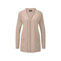 Strickjacke GOLDNER "Elegante Strickjacke mit Kaschmir", Damen, Gr. 54, beige, Obermaterial: 95% Baumwolle CO. 5% Kaschmir WS., gerade, Strickjacken Strickjacke, mit Kaschmieranteil