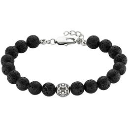 Armband Bruno Banani "Schmuck Geschenk Edelstalarmband mit Lavasteinen", schwarz (edelstahlfarben, schwarz, schwarz), Armb&auml;nder, Damen, 21cm, Edelstahl, Armband, mit Lavastein